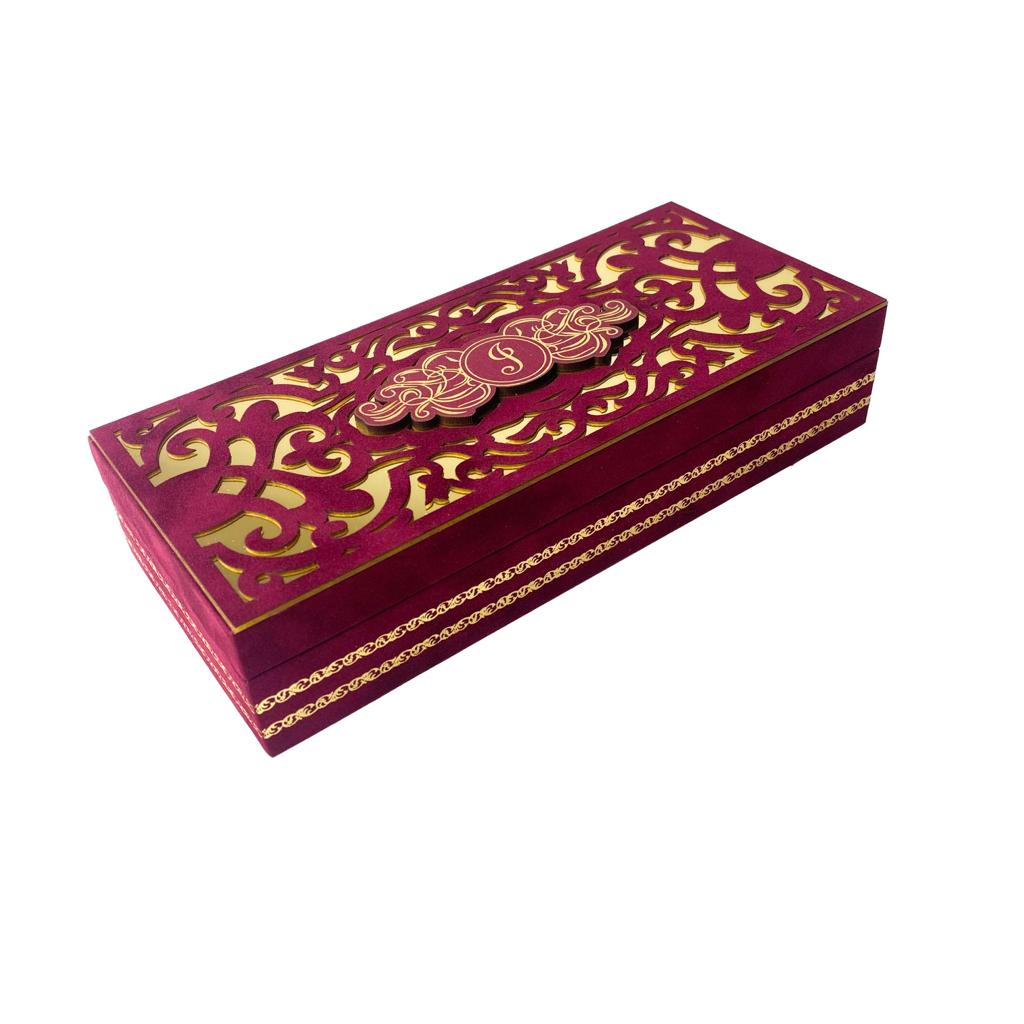Regal Burgundy Scroll Invitation – Upani