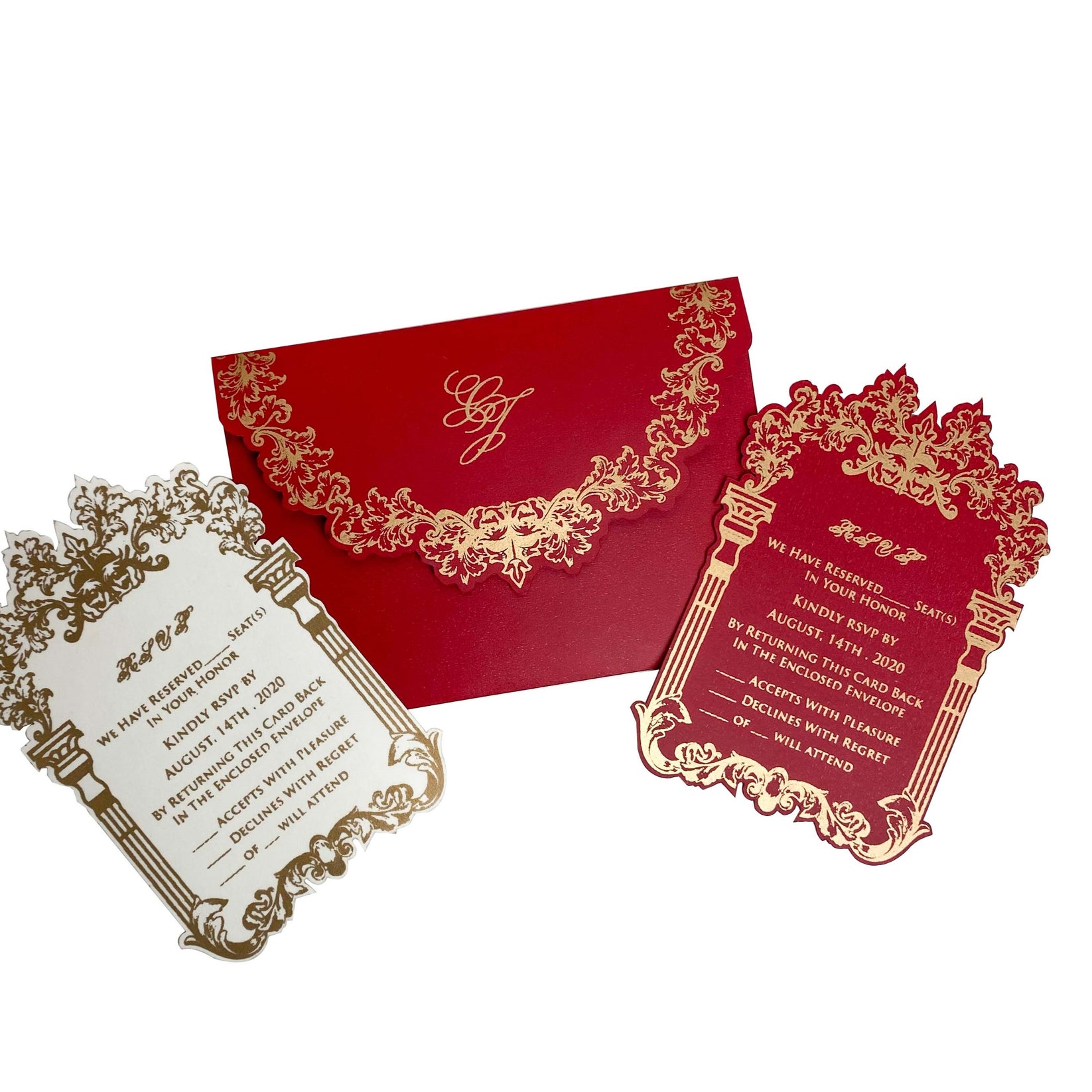 Red and Gold Ornate Wedding Invitation – Upani